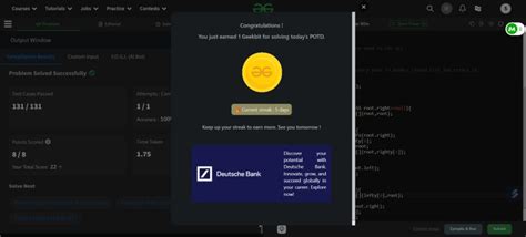 Sudipto Maity On Linkedin Geekstreak2024 Deutschebank Geeksforgeeks Potd Binarytreetodll