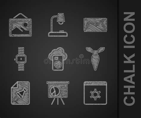 Set Cloud Database Board With Graph Browser Setting Tie Note Paper Push Button Wrist Watch