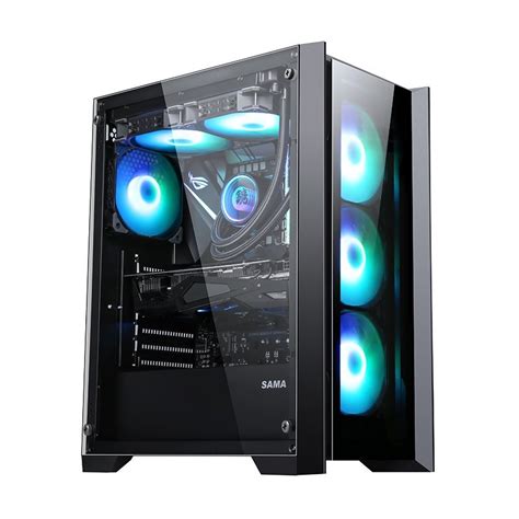 Case เคส Sama Gzs Black Mb Type Atx Micro Atx Mini Itx มีพัดลม Rgb 4 ตัว Shopee