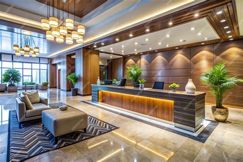 Modern Hotel Lobby Interior View Of A Spacious Modern Hotel Lobby With