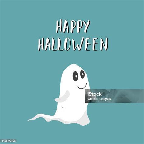 할로윈 인사말 카드입니다 귀여운 유령 파티 초대장 또는 휴일 배너 디자인 벡터 일러스트 레이 션 가공의 인물에 대한 스톡 벡터 아트 및 기타 이미지 Istock