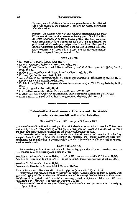 Pdf Determination Of Small Amounts Of Zirconium—i Gravimetric Procedures Using Mandelic Acid