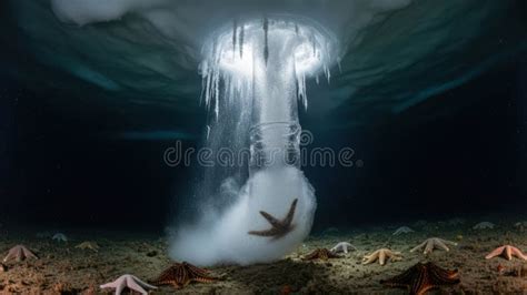 An Underwater Photo Of A Brinicle Or Ice Finger Of Death Reaching The