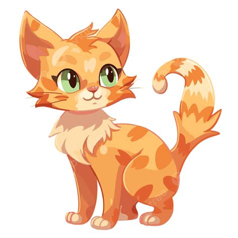 Orange Cat Vector Sticker Clipart An Orange Tabby Kitten With Green Eyes And A Smile Cartoon
