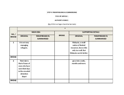 Step Paraphrasing Summarising Info Step Paraphrasing Summarising Title Of Article