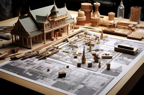 Architectural Blueprint And Drafting Tools On Paper For Construction