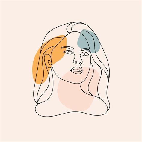 Premium Vector Abstract Womans Face In Hand Drawn With Black Lines And Trendy Abstract Shapes