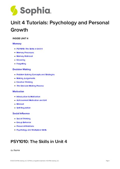 Unit 4 Tutorials Psychology And Personal Growth Unit 4 Tutorials