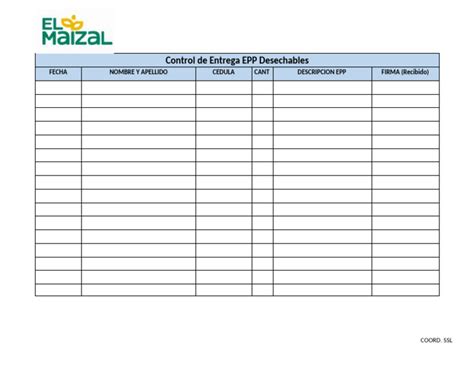 Control De Entrega De Epp Desechables Pdf