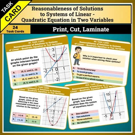 Teks Algebra 2 2a 3d Task Card Reasonableness Of Linear Quadratic Systems