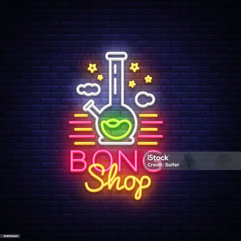 가 게 네온 사인 봉 가 게 광고 또는 간판에 대 한 로고 디자인 서식 파일입니다 담배 흡연 기구입니다 벡터 일러스트 레이 션