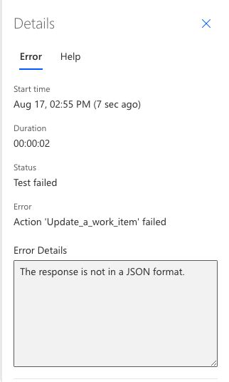 Power Automate Update Work Item Error Response In JSON Format Azure Devops Stack Overflow