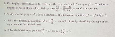 solved 2 use implicit differentiation to verify whether the