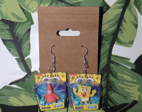 Spongebob And Patrick Mini Figure Earrings Etsy