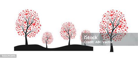 발렌타인 데이 하트 트리 디자인 웨딩 카드에 대 한 로맨스 빨간 심장 나무의 벡터입니다 사랑 요소 장식 배경 2월에 대한 스톡 벡터 아트 및 기타 이미지 Istock