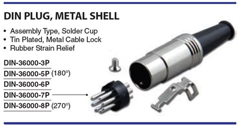 5 Pin Standard Din Plug Connector With Metal Shell Din 36000 5p