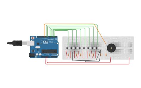 Circuit Design Piano Con Arduino Tinkercad