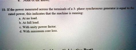 Video Solution 18 If The Power Measured Across The Terminals Of A 3 Phase Synchronous Generator