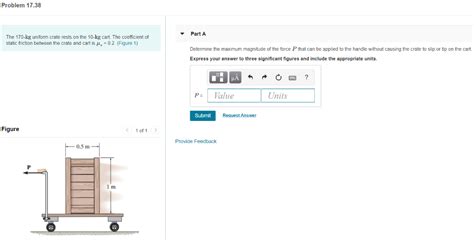 Solved Problem Part A The Kg Uniform Crate Rests Chegg