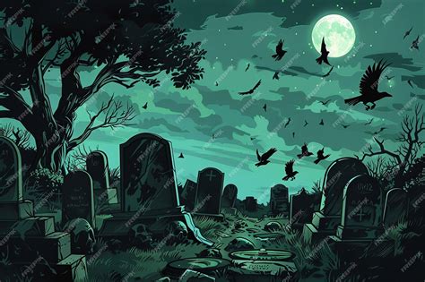 Cluster Tombstones Leans Under Tree Premium Ai Generated Vector