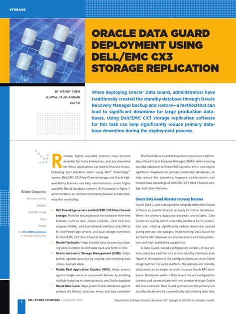 oracle data guard deployment using dell emc cx3 storage replication