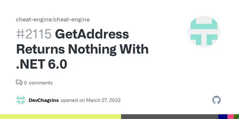 Getaddress Returns Nothing With Net 60 · Issue 2115 · Cheat Enginecheat Engine · Github