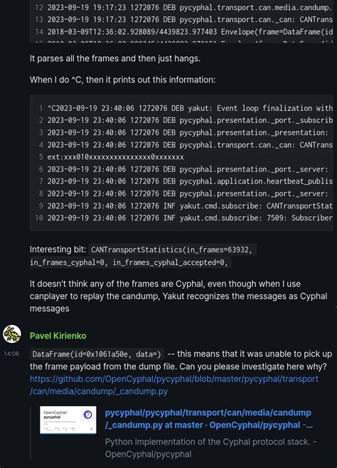 Candump Log Replay With Pycyphal V19 Pycyphal Opencyphal Forum