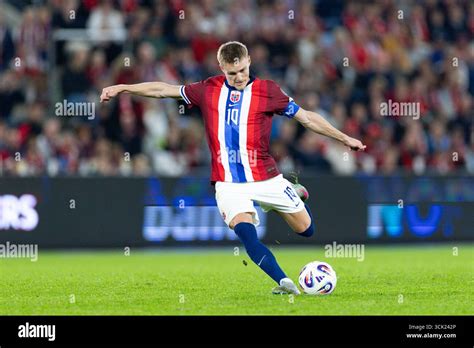 Martin Odegaard 10 Norway Shoots The Ball During The Uefa European