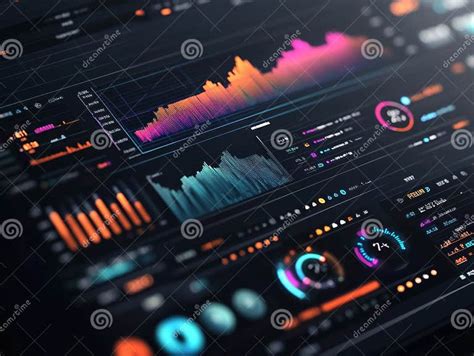 Sleek Digital Dashboard Interface Displaying Vibrant Data Visualizations And Real Time Analytics
