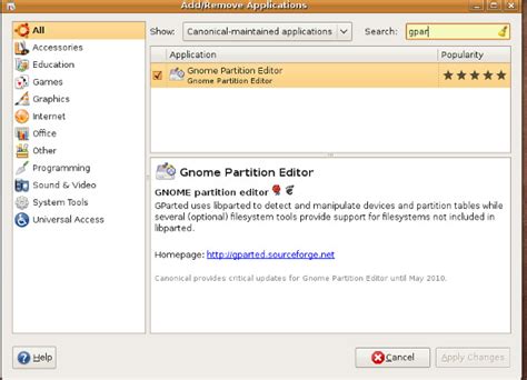use gparted to manage your disk partitions in ubuntu linux