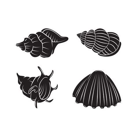Sea Shell Black Symbol Illustration Collection 20122788 Vector Art At