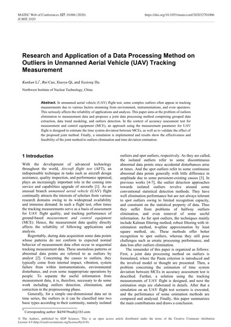 PDF Research And Application Of A Data Processing Method On Outliers In Unmanned Aerial