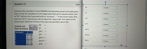 Determine The Calculation Of Each Pemdas Formula Below Based On The Data