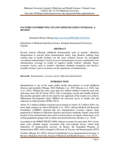 Pdf Factors Contributing To Low Immunization Coverage A Review