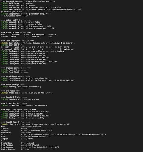 Automation Suite Collect Cluster Status Using Diagnostic Tool Script