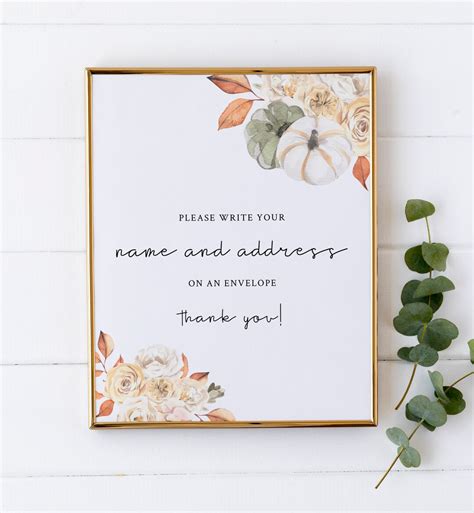 Envelope Sign Write Your Name And Address On An Envelope Sign Fall Bridal Shower Fall Baby