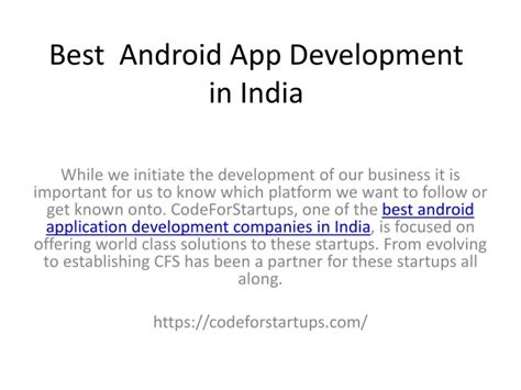 Ppt Best Android App Development In India Powerpoint Presentation