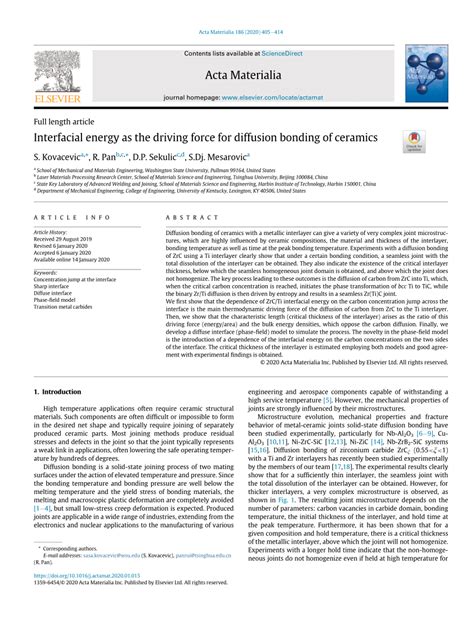 PDF Interfacial Energy As The Driving Force For Diffusion Bonding Of Ceramics