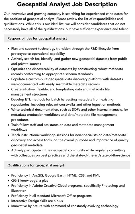 Geospatial Analyst Job Description Velvet Jobs