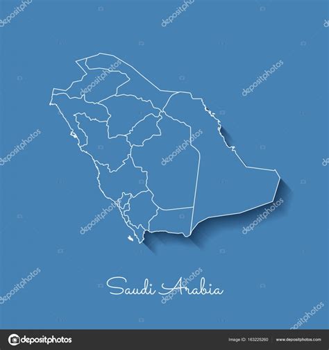 Саудівська Аравія області карту синій з білим структури і тінь на синьому фоні детальна карта