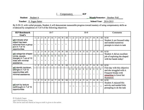 Iep Goal Tracking Data Sheets