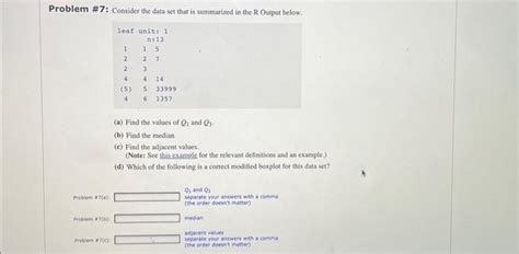 Solved Problem 7 Consider The Data Set That Is Summarized
