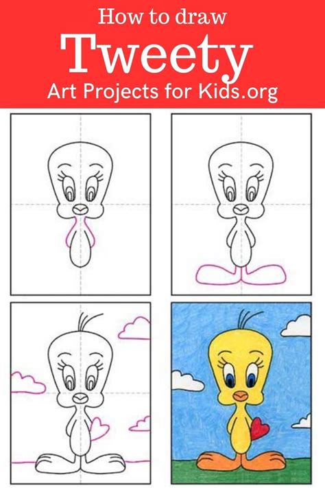 Learn How To Draw Tweety Bird With An Easy Step By Step PDF Tutorial Drawing Cartoon Characters