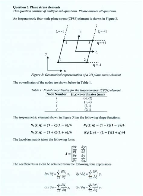 Question 3 Plane Stress Elements This Question Cons