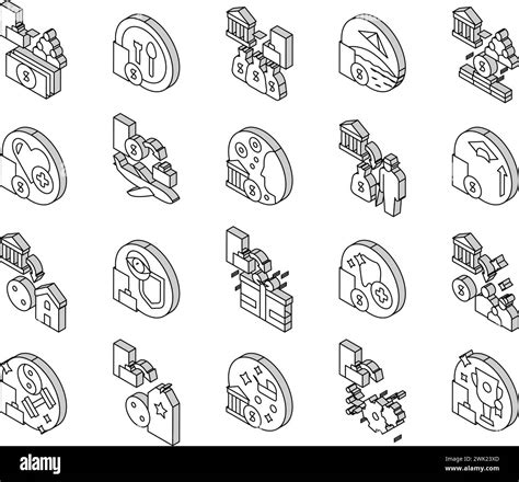 Benefits For Business Collection Isometric Icons Set Vector Stock