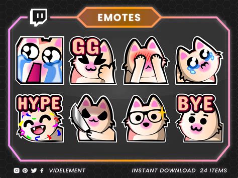 Kitten Twitch Emotes Twitch Sub Emotes Discord Emotes Text Etsy