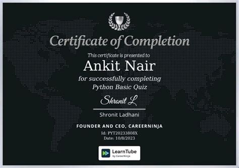ankit nair on linkedin got certificate for completing a python quiz