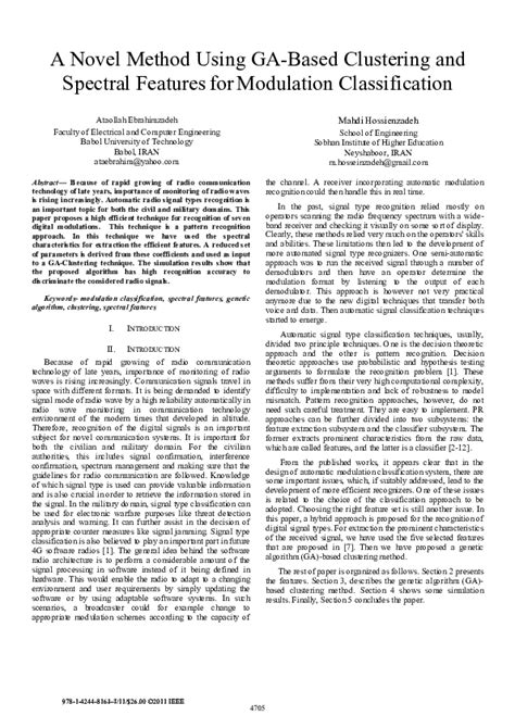 pdf a novel method using ga based clustering and spectral features