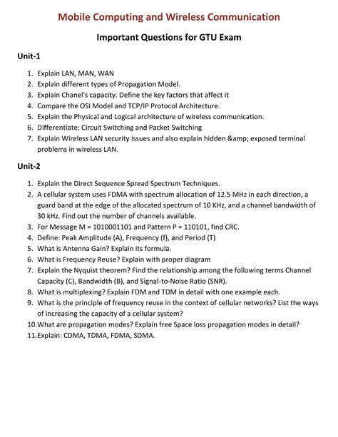 Mcwc Imp Mcwc Notes Mobile Computing And Wireless Communication