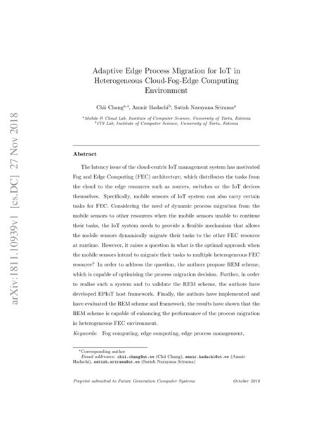 Adaptive Edge Process Migration For Iot In Heterogeneous Cloud Fog Edge Computing Environment